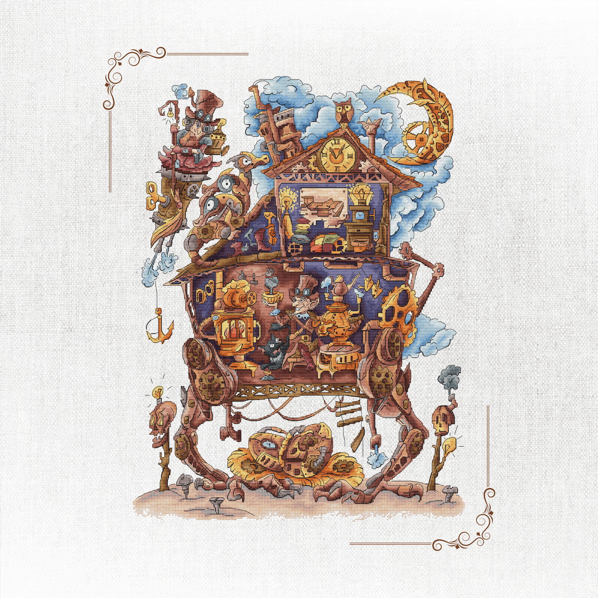 Handmade Steampunk Seamstress's Dream House Cross Stitch Pat | Inspire ...