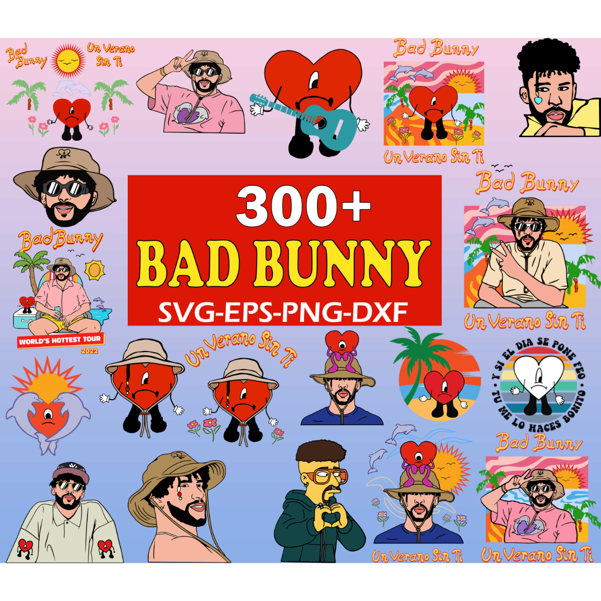 300 Bad Bunny Png Bundle, Bad Bunny Png, Bad Bunny Bundle, B | Inspire ...