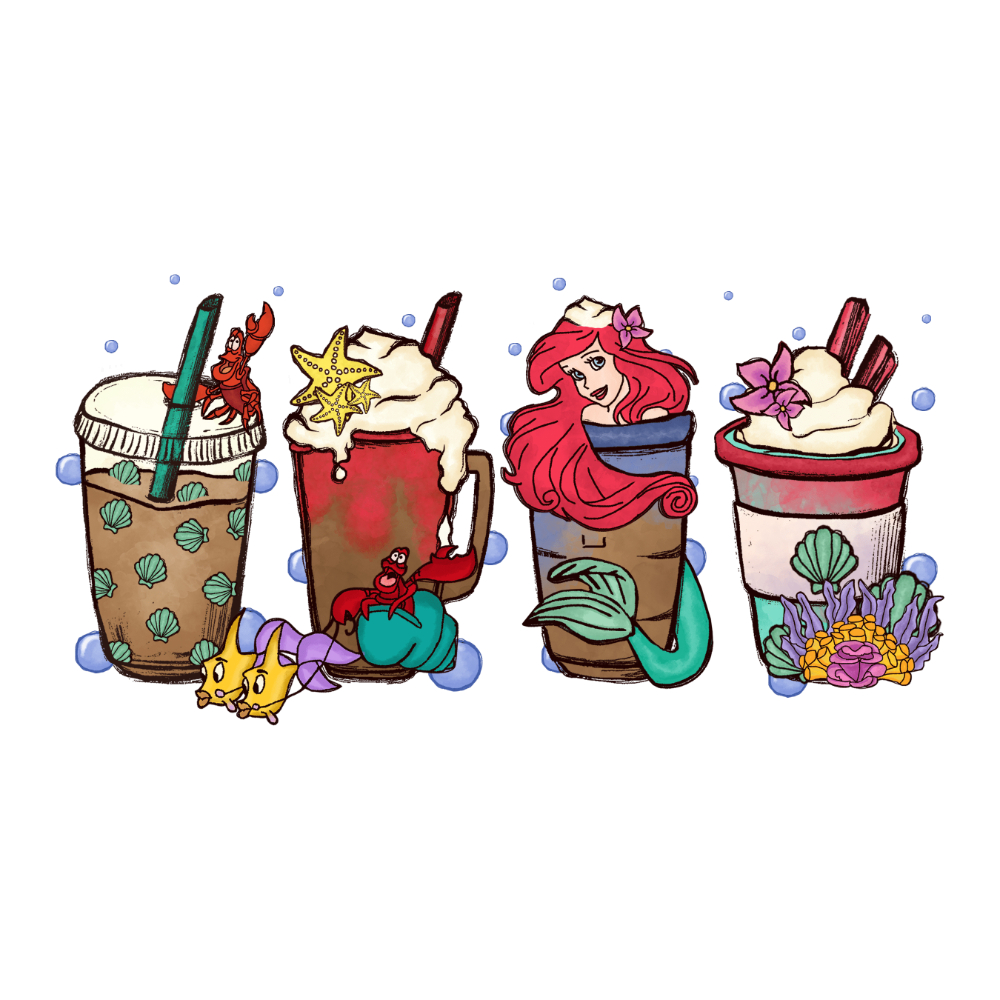 Ariel The Little Mermaid Coffee Png - Halloween Coffee Png - | Inspire ...