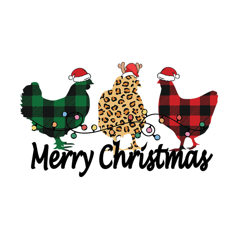 Merry Christmas Chickens Svg, Chickens Leopard and Plaid Svg | Inspire ...
