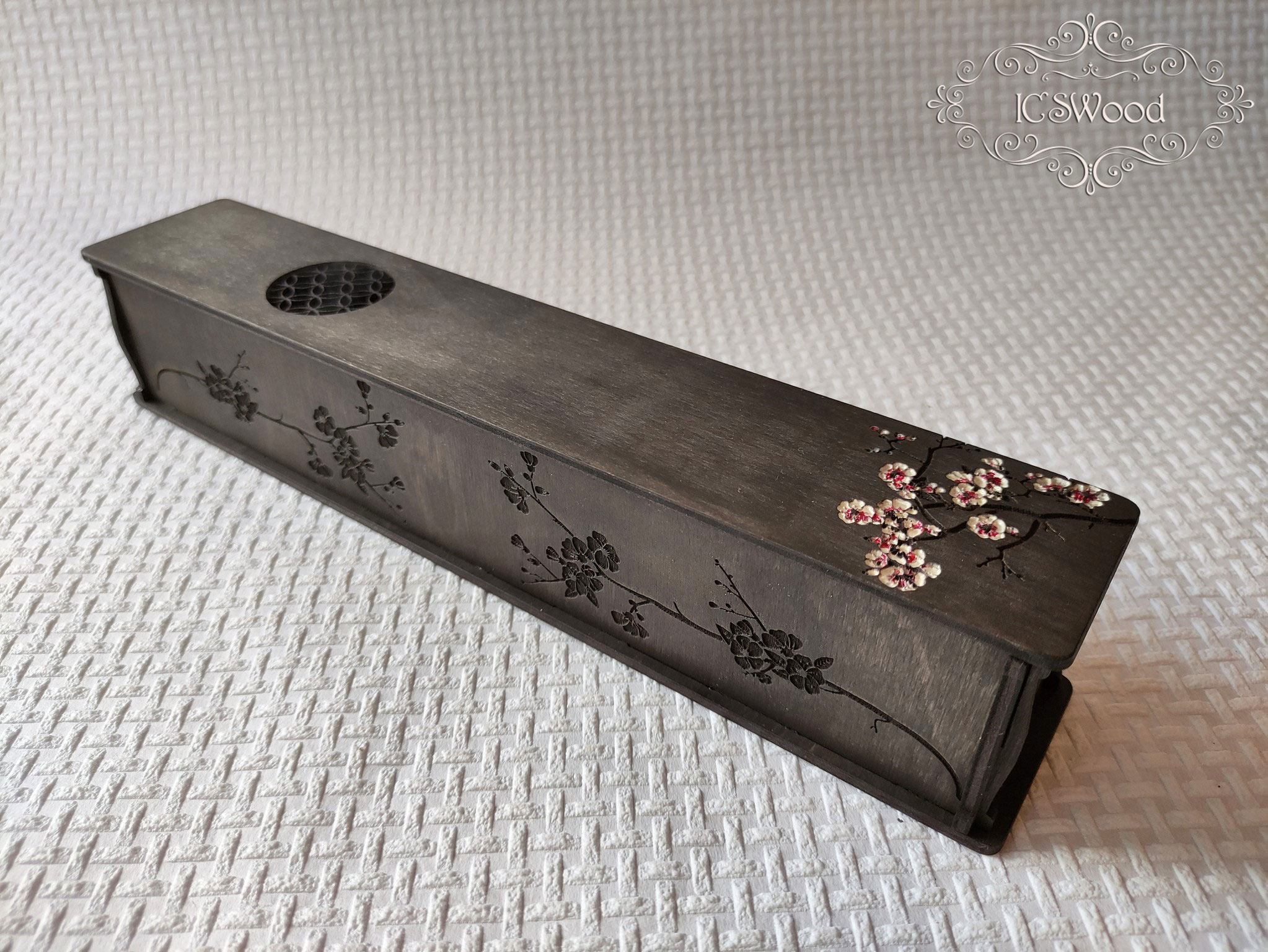 Wooden Sakura Branch Incense Stick Burner Box Laser Cut Home - Inspire ...