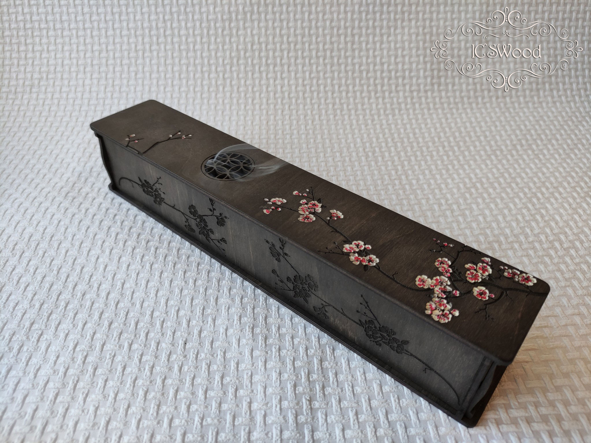 Wooden Sakura Branch Incense Stick Burner Box Laser Cut Home | Inspire ...