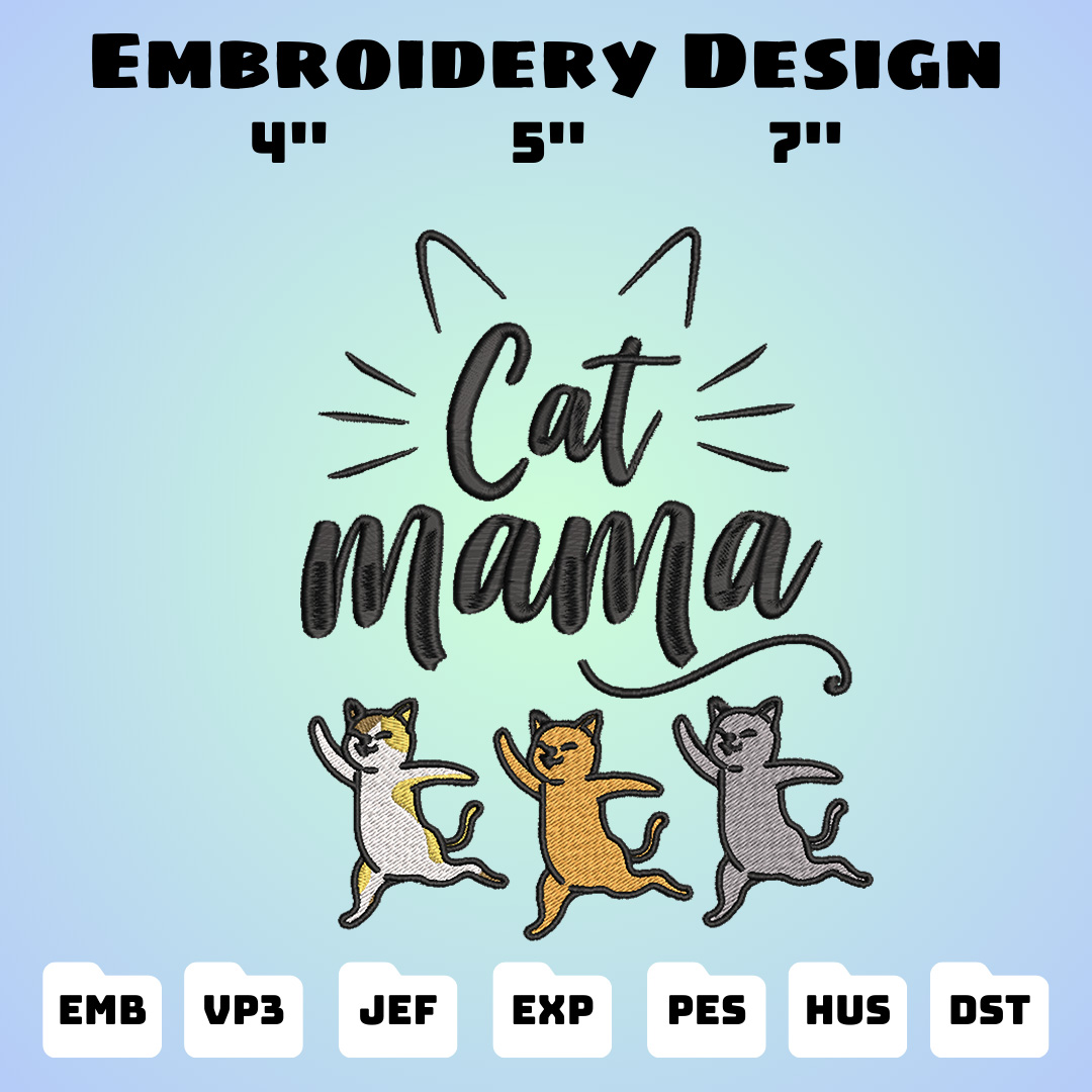 Cat Mama Embroidery Design, Mom Svg Embroidery Machine Desig | Inspire ...