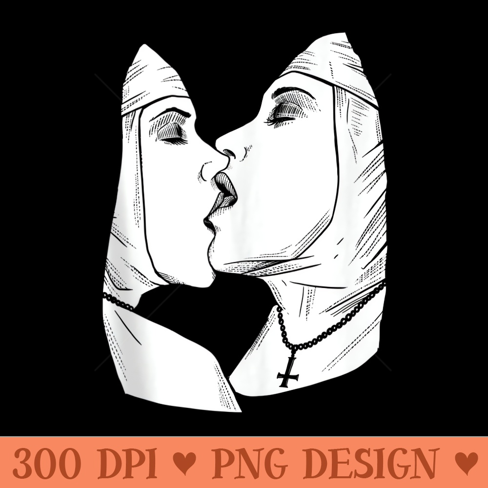 Hot Sexy Lesbian Kiss Nun Bondage Satanic Bdsm Sublimation Inspire Uplift
