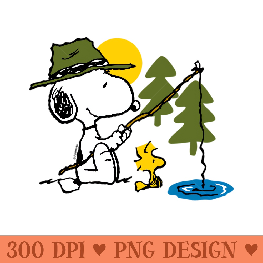 Peanuts - Snoopy Woodstock Fishing - High Resolution PNG Des | Inspire ...