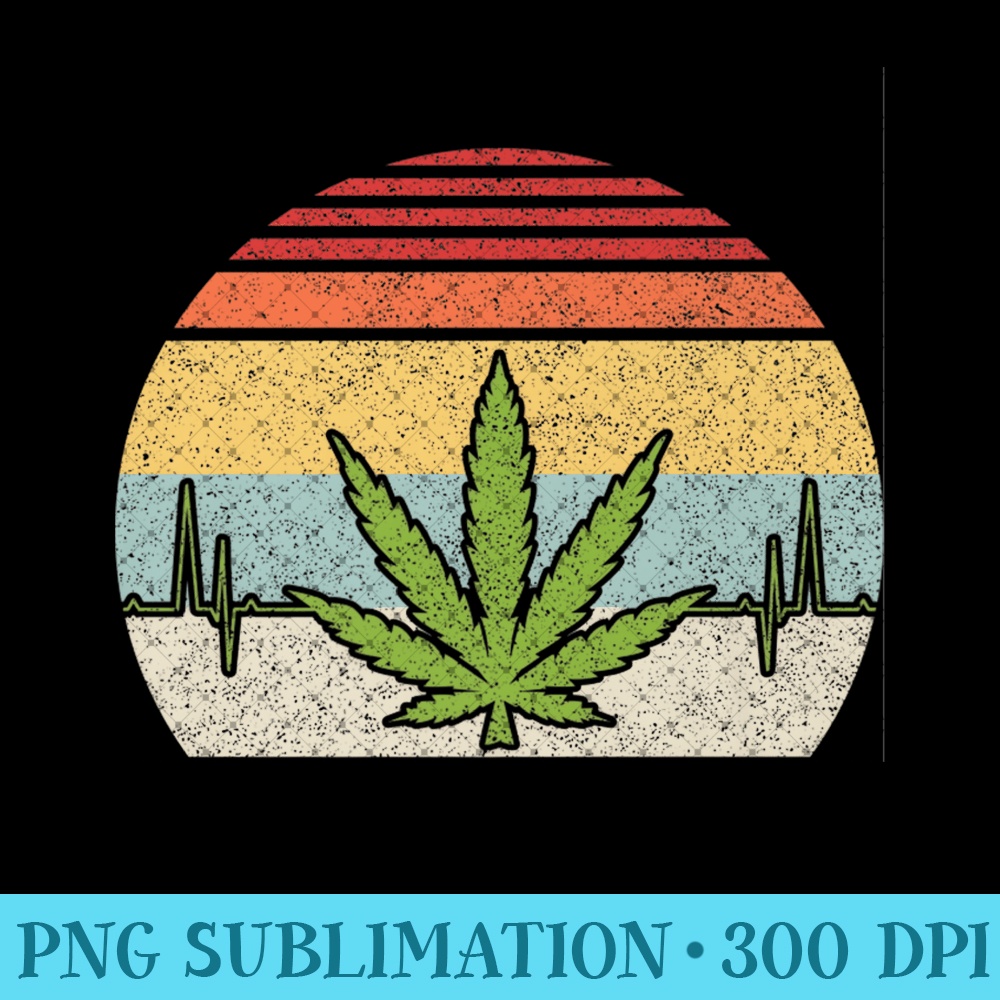 Weed Retro Vintage Marijuana Leaf Heartbeat Premium - Trendy | Inspire ...