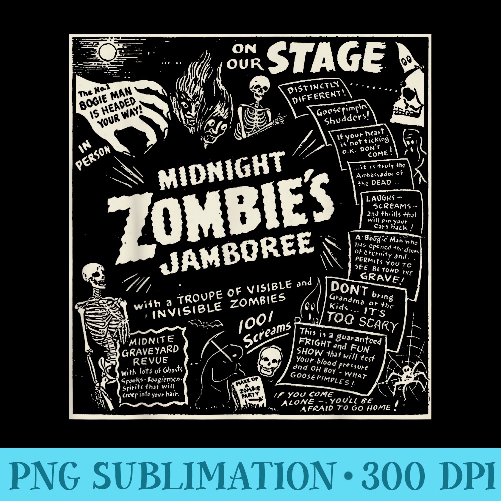 Vintage Halloween Skeleton Horror Movie Midnight Zombie Show | Inspire ...