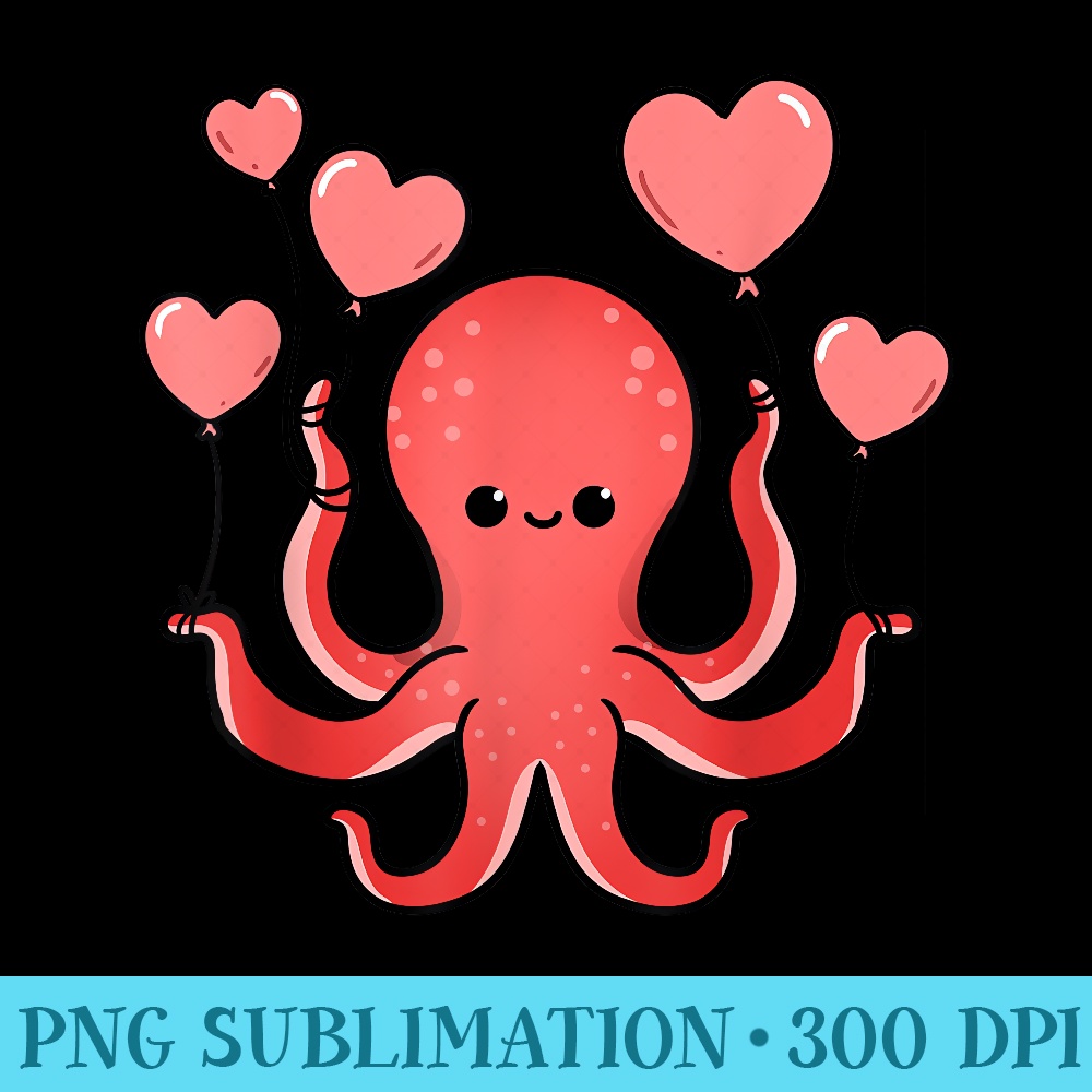 Octopus With Heart Balloons Valentines Day Octopus - High Re | Inspire ...