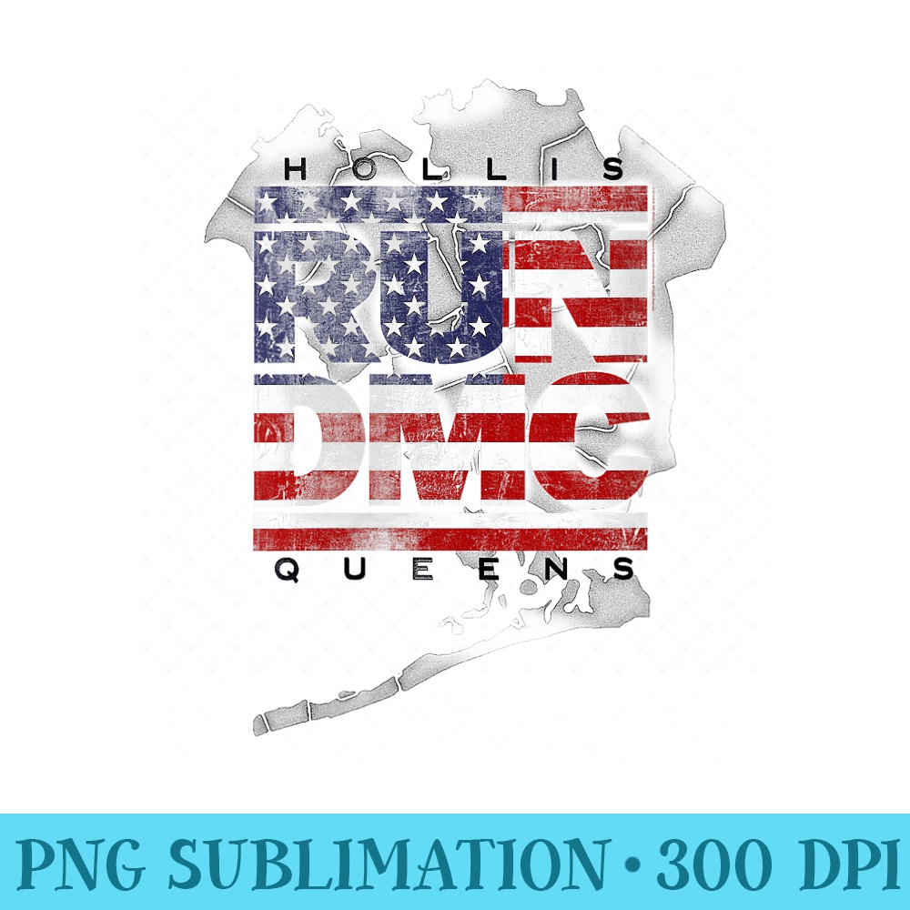 Run DMC Official Hollis Queens US Flag - Sublimation PNG Des | Inspire ...