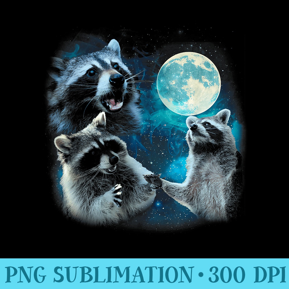 Three Raccoon Howling At The Moon 3 Raccoons Starry Night - | Inspire ...