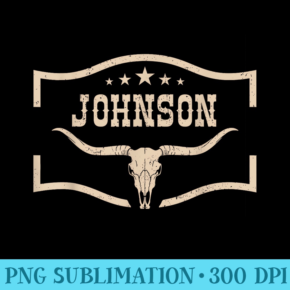 Classic Johnson Cow Name Distressed Vintage Retro BullSkull | Inspire ...
