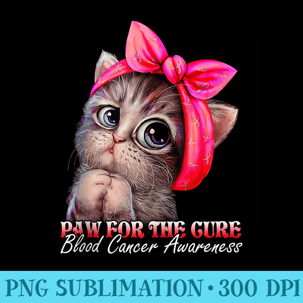 Paw For The Cure Cute Cat Blood Cancer Awareness - PNG Subli | Inspire ...