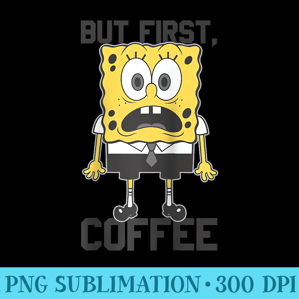 SpongeBob SquarePants First Coffee Wide Eyes Raglan Baseball | Inspire ...