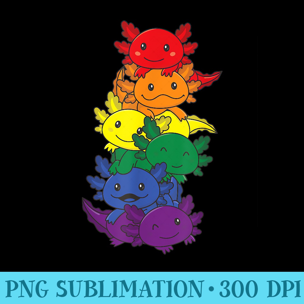 Rainbow Axolotl Cute Animals Colorful Axolotl - PNG Template | Inspire ...