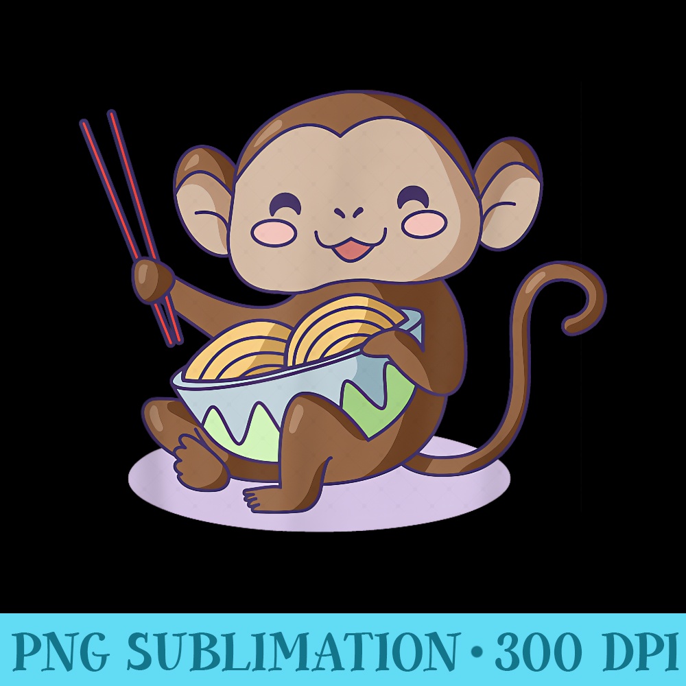 Cute Kawaii Animals Monkey Eating Ramen - PNG Picture Downlo | Inspire ...