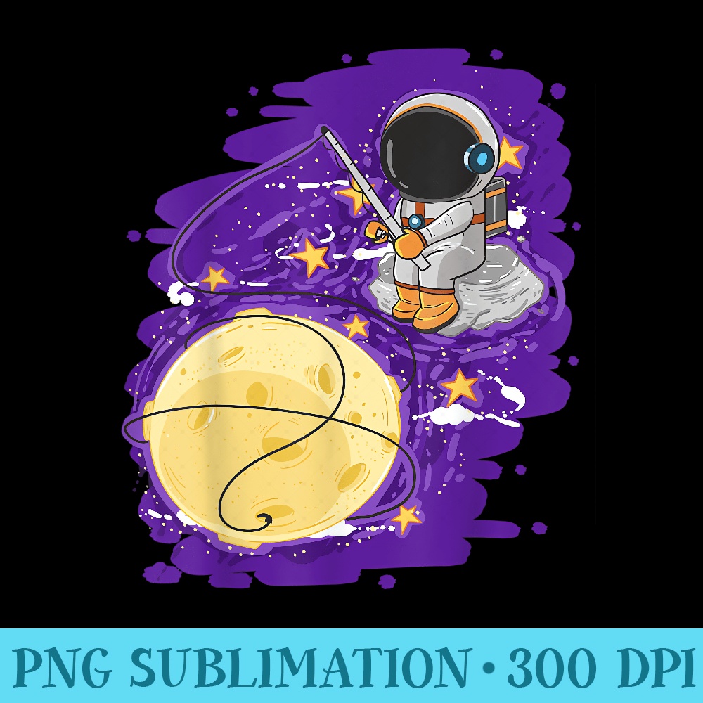 Astronaut Fishing Cute Spaceman Galaxy Space Lover - PNG Pic | Inspire ...