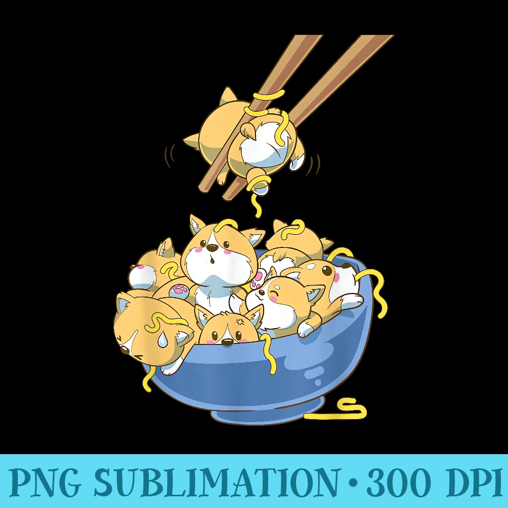Japanese Corgi dogs in a Ramen Noodle Bowl - PNG Download Hi | Inspire ...