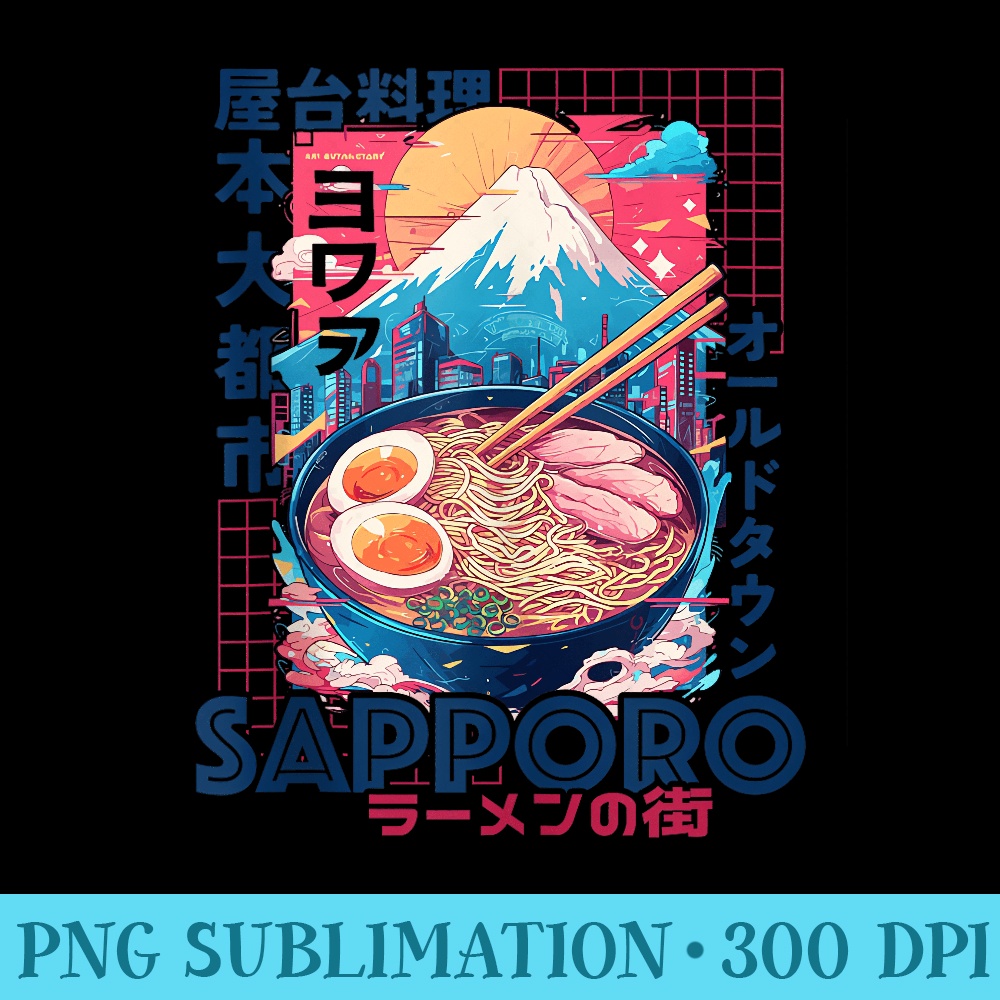 Sapporo City 80s Synthwave Ramen Bowl of Japan - Transparent | Inspire ...