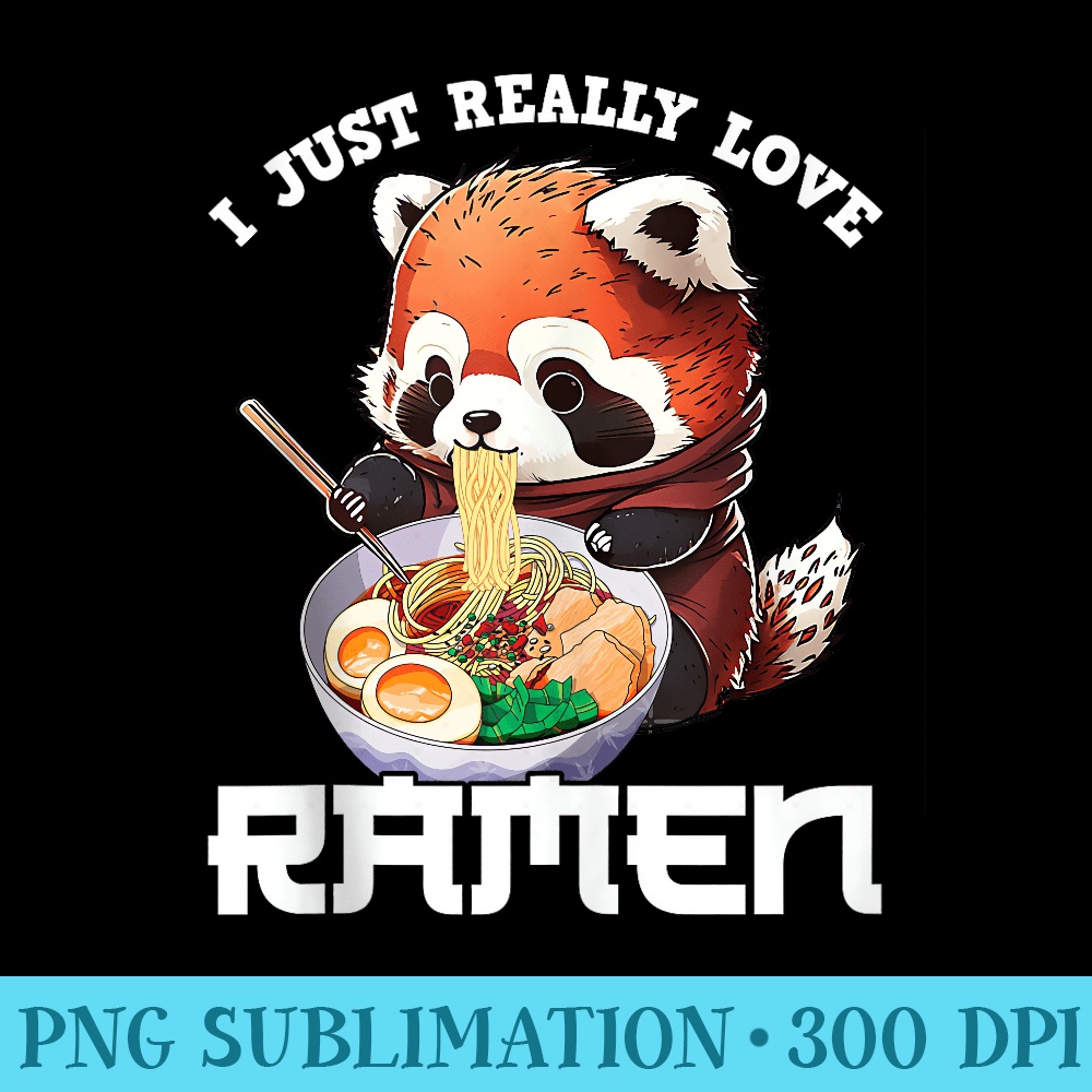 Red Panda Ramen Japanese Noodles Cute Kawaii Anime - Shirt D | Inspire ...