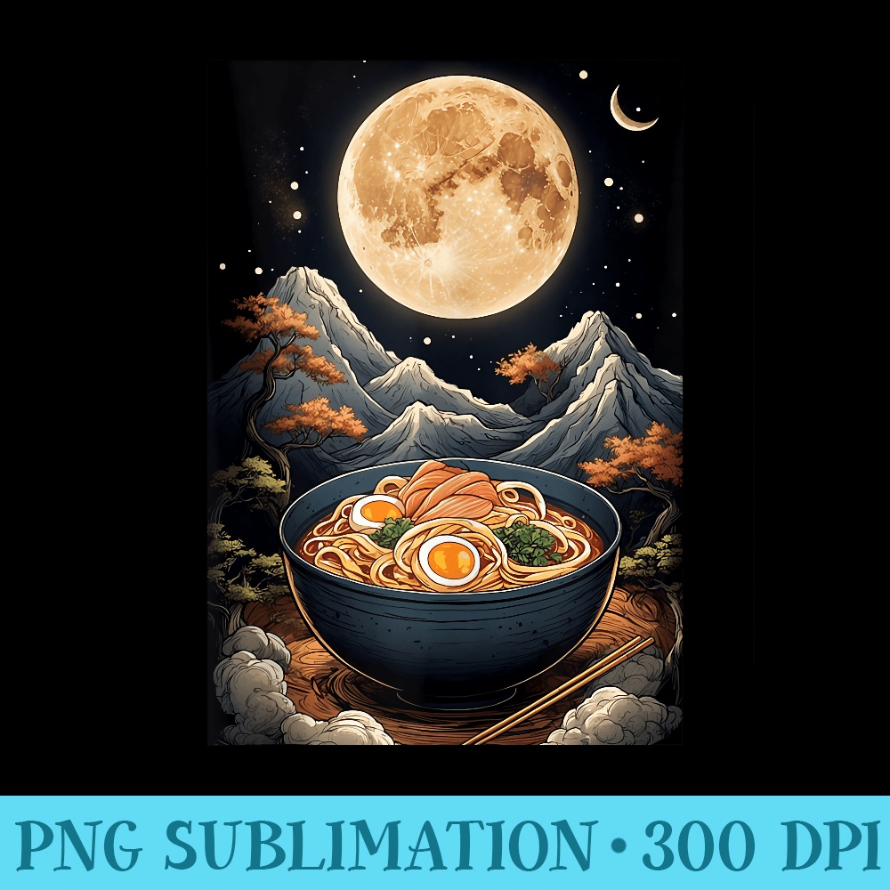 Japanese Moon Ramen Night Graphic Retro Anime bowl of ramen | Inspire ...