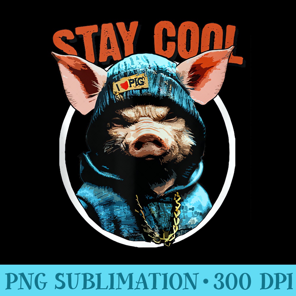 Funny Gangster Pig with Hat and Gold Chain Cute Pig - Transp | Inspire ...