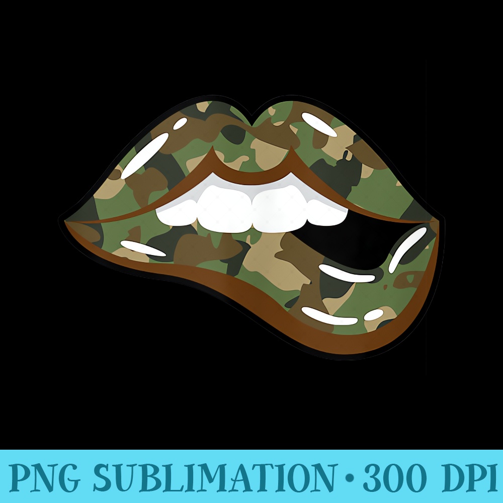 Camo Camouflage Sexy Kiss Lips. Lip Biting - Transparent PNG | Inspire ...