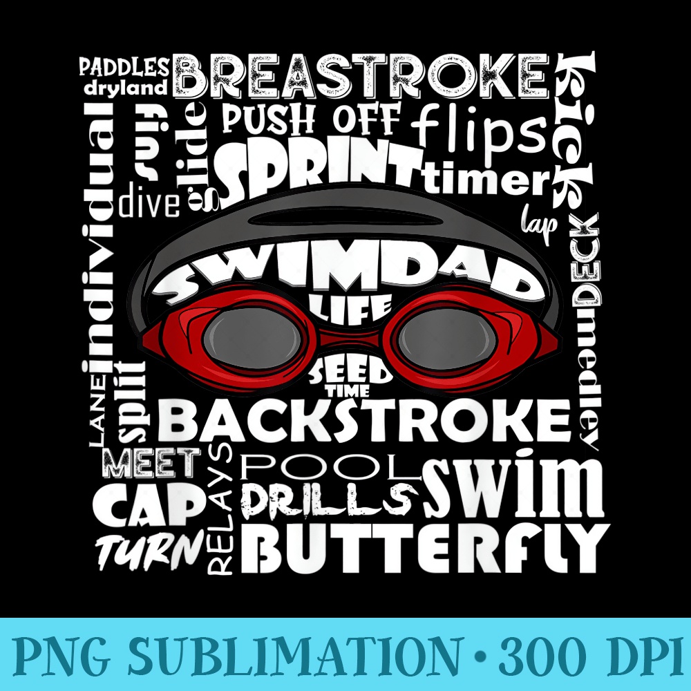 Swim Dad Swimmer Funny Swimming Sport Goggles Practice - PNG | Inspire ...