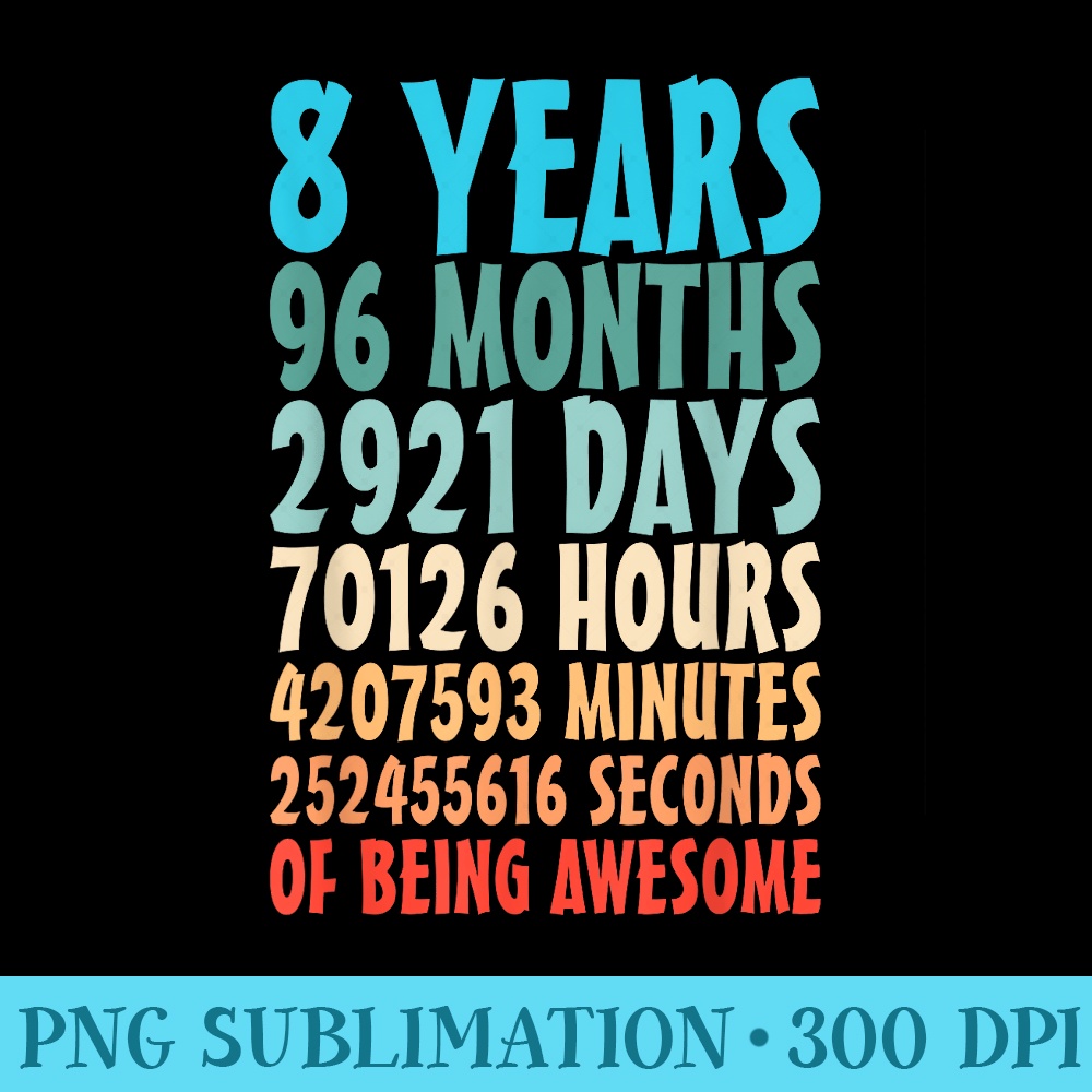 8 Years Of Being Awesome 96 Months 8th Birthday Countdown - | Inspire ...