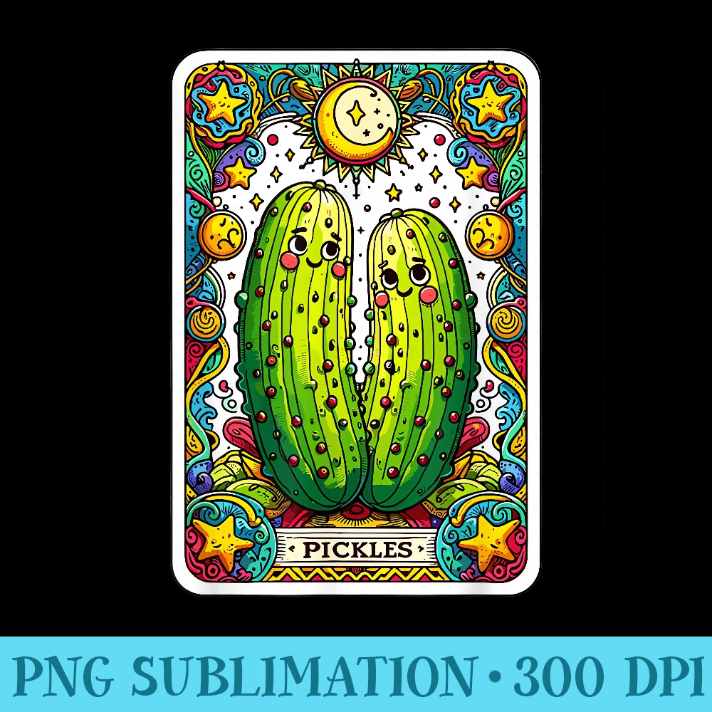 Funny Colorful Cute Pickles Tarot Card Cartoon - Printable P | Inspire ...