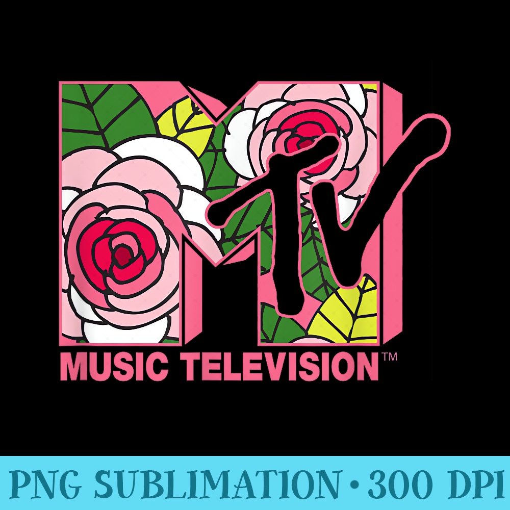 MTV Vintage Pink Roses Stained Glass Retro Pop Logo - Shirt | Inspire ...