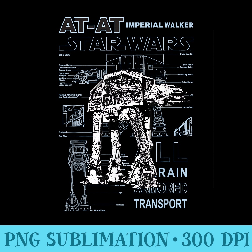Star Wars Classic ATAT Imperial Walker Schematics Poster - P | Inspire ...