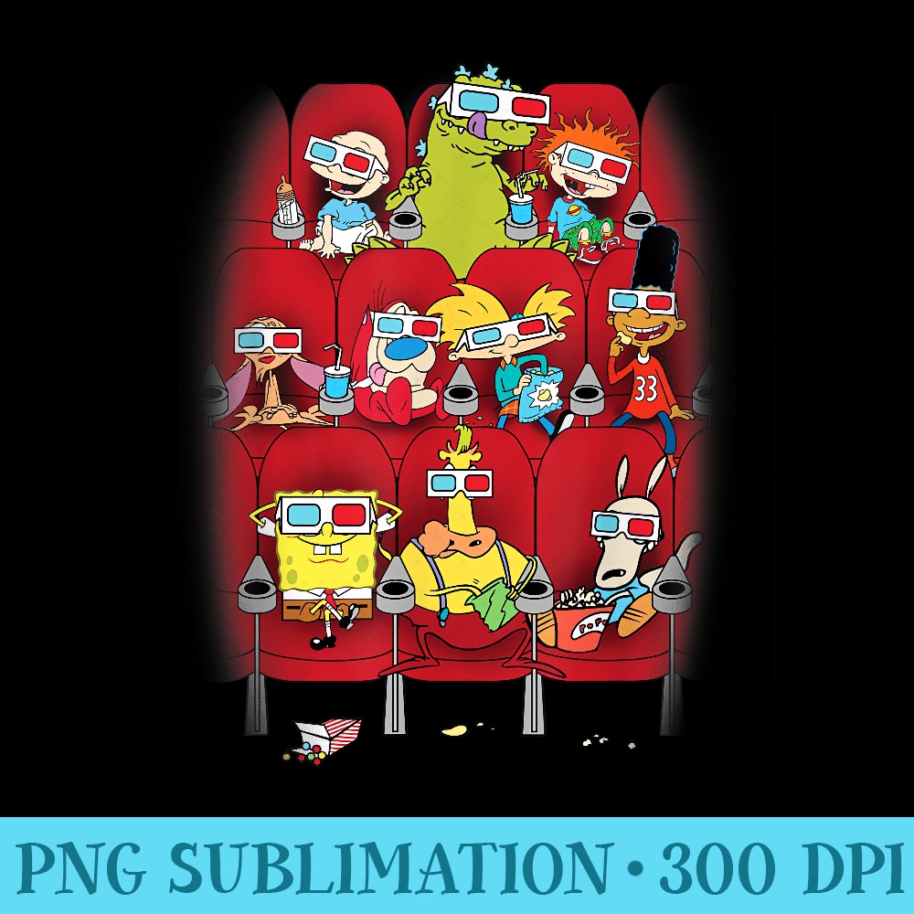 Nick Rewind 90s Nick Characters in Movie Theater T - PNG Dow | Inspire ...