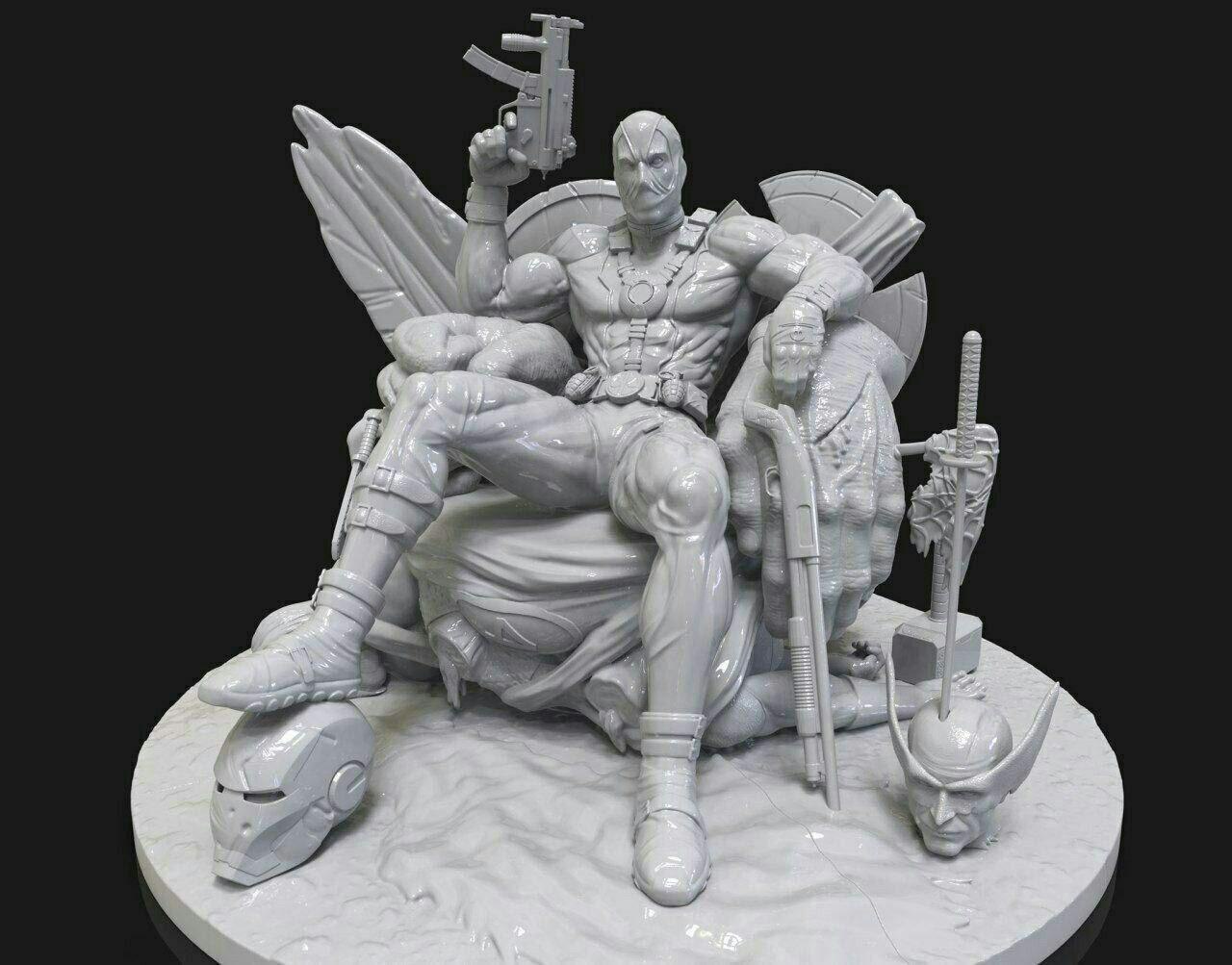 Deadpool Sitting on Throne 3D Model STL Avengers Fan Art | Inspire Uplift