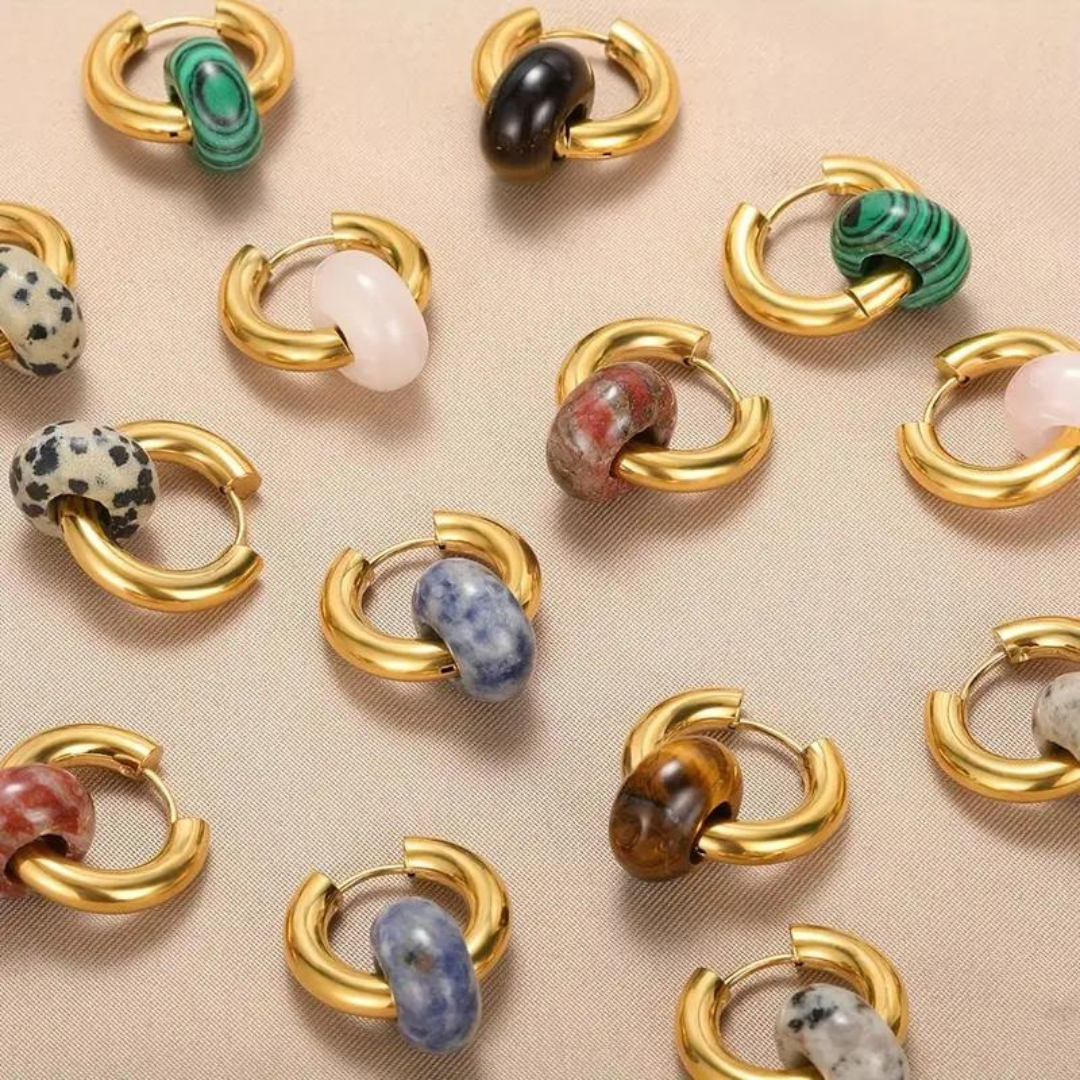 Stainless Steel Gold Hoops, Hoop Earrings with Stones, Aesth | Inspire ...
