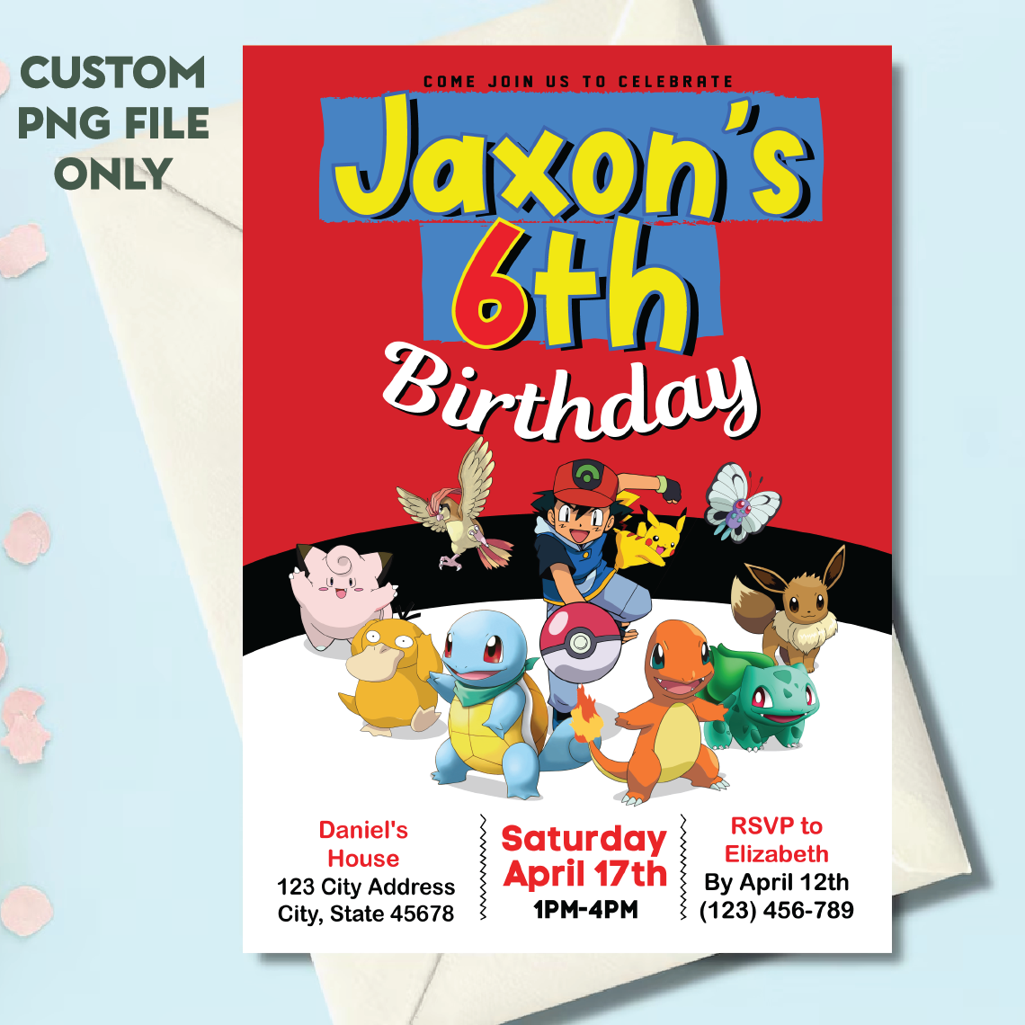 Personalized File Pokemone Birthday Invitation, Pokemon Birt | Inspire ...