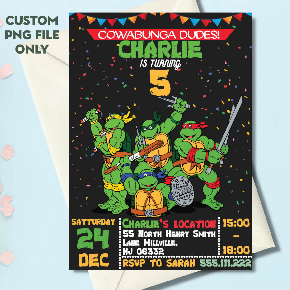 Personalized File Turtle Birthday Invitation | Printable Nin - Inspire ...