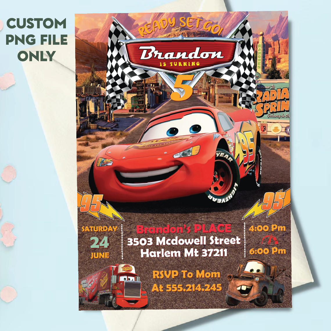Personalized File Cars Birthday Invitation | Lightning McQue | Inspire ...