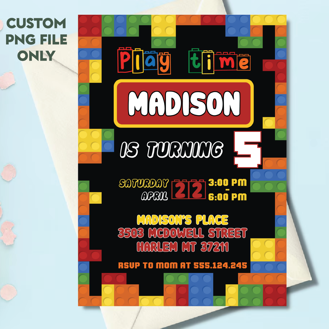 Personalized File Building Blocks Birthday Invitation | Buil - Inspire ...