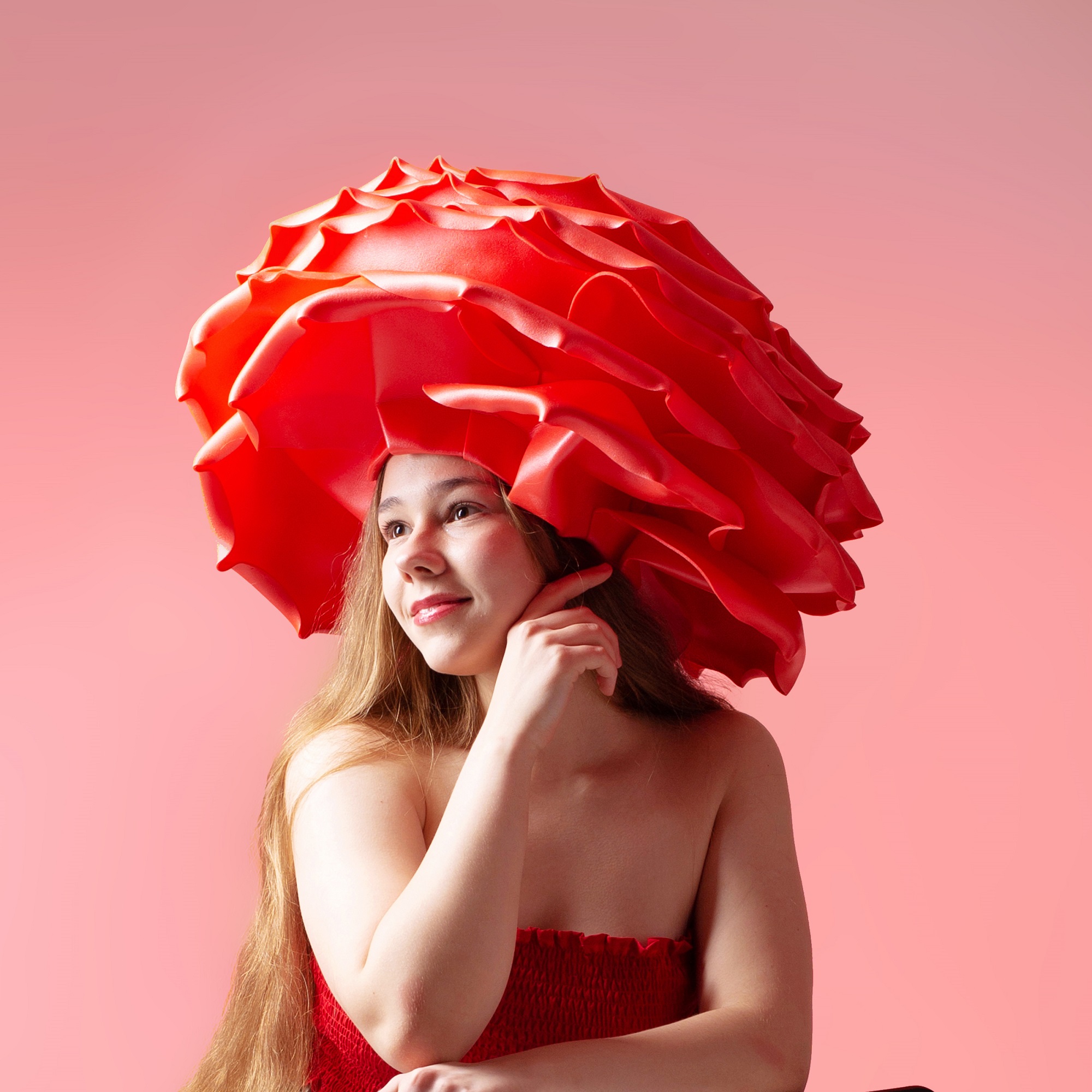 Giant red rose hat 22 inch Bridal headdress Large flower wed | Inspire ...