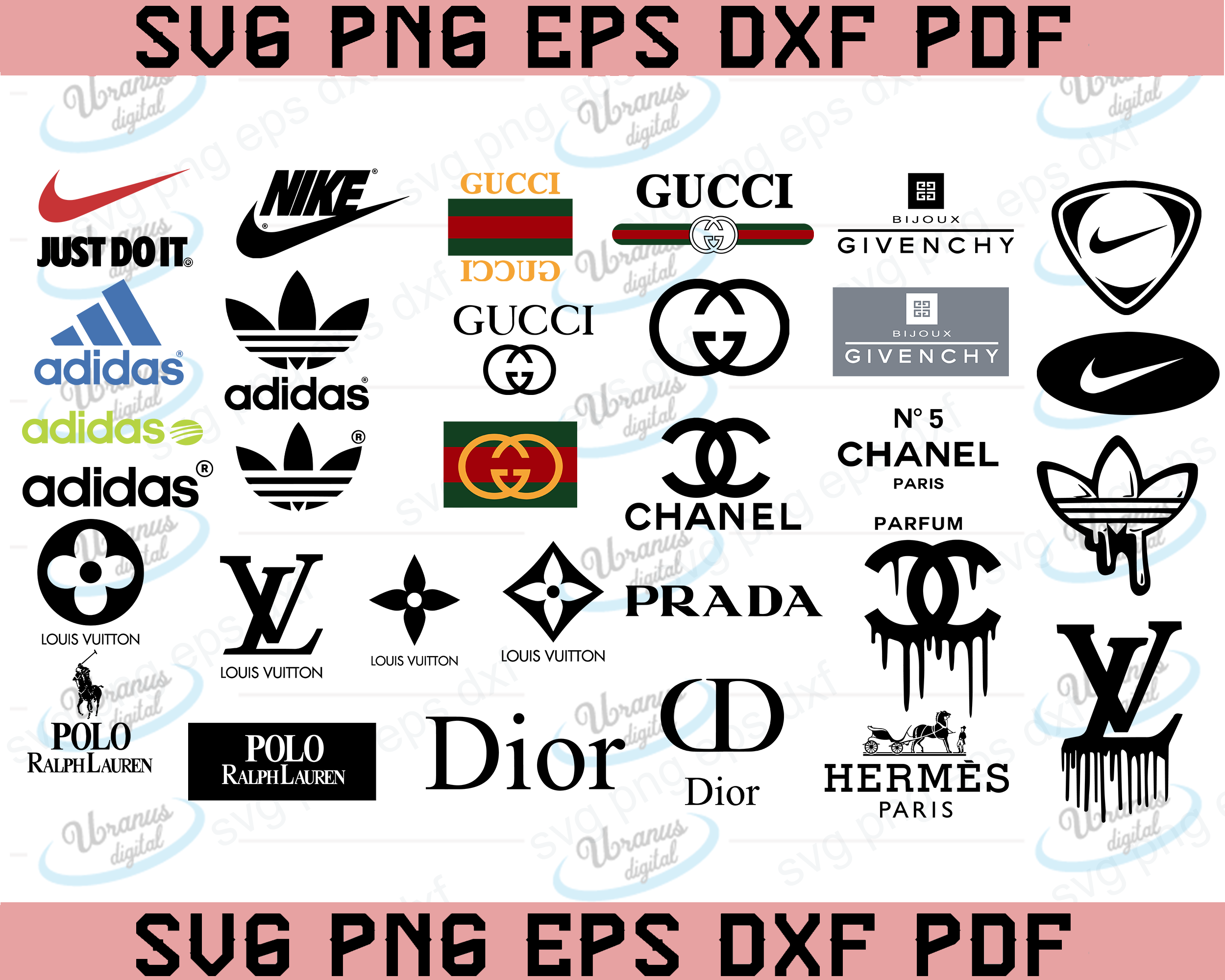 Fashion Brand Logo Bundle Svg, Ralph Lauren Svg, Prada Svg, - Inspire ...