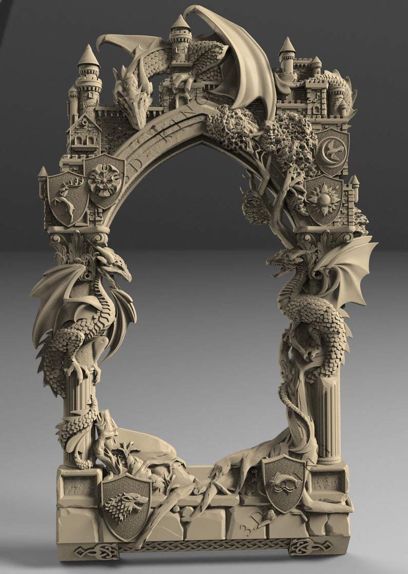 3D STL Model Original Frame Castle & Dragons for CNC Router | Inspire ...