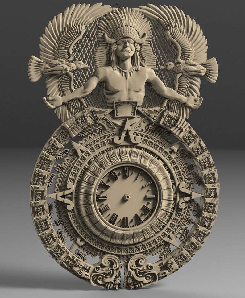 3D STL Models Wall Clock Maya Calendar for CNC RouteR Engrav | Inspire ...