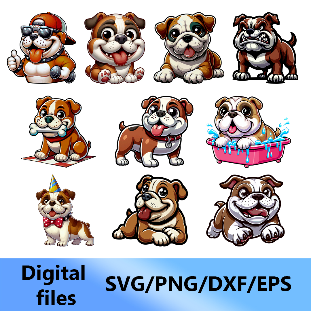 Bulldog, Digital clipart, SVG, PNG, DXF, EPS files | Inspire Uplift
