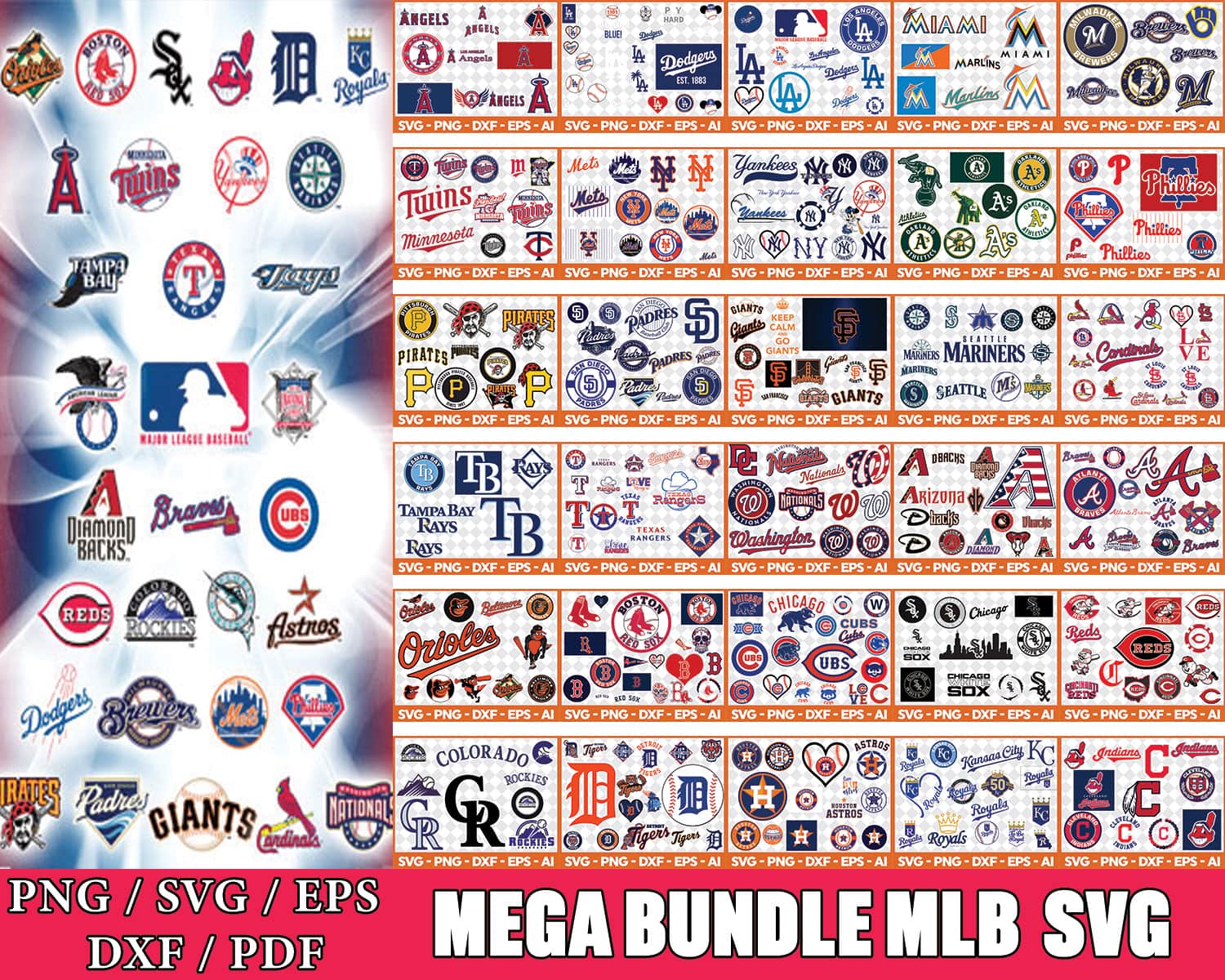MLB Baseball Teams Svg Mega Bundle | Inspire Uplift
