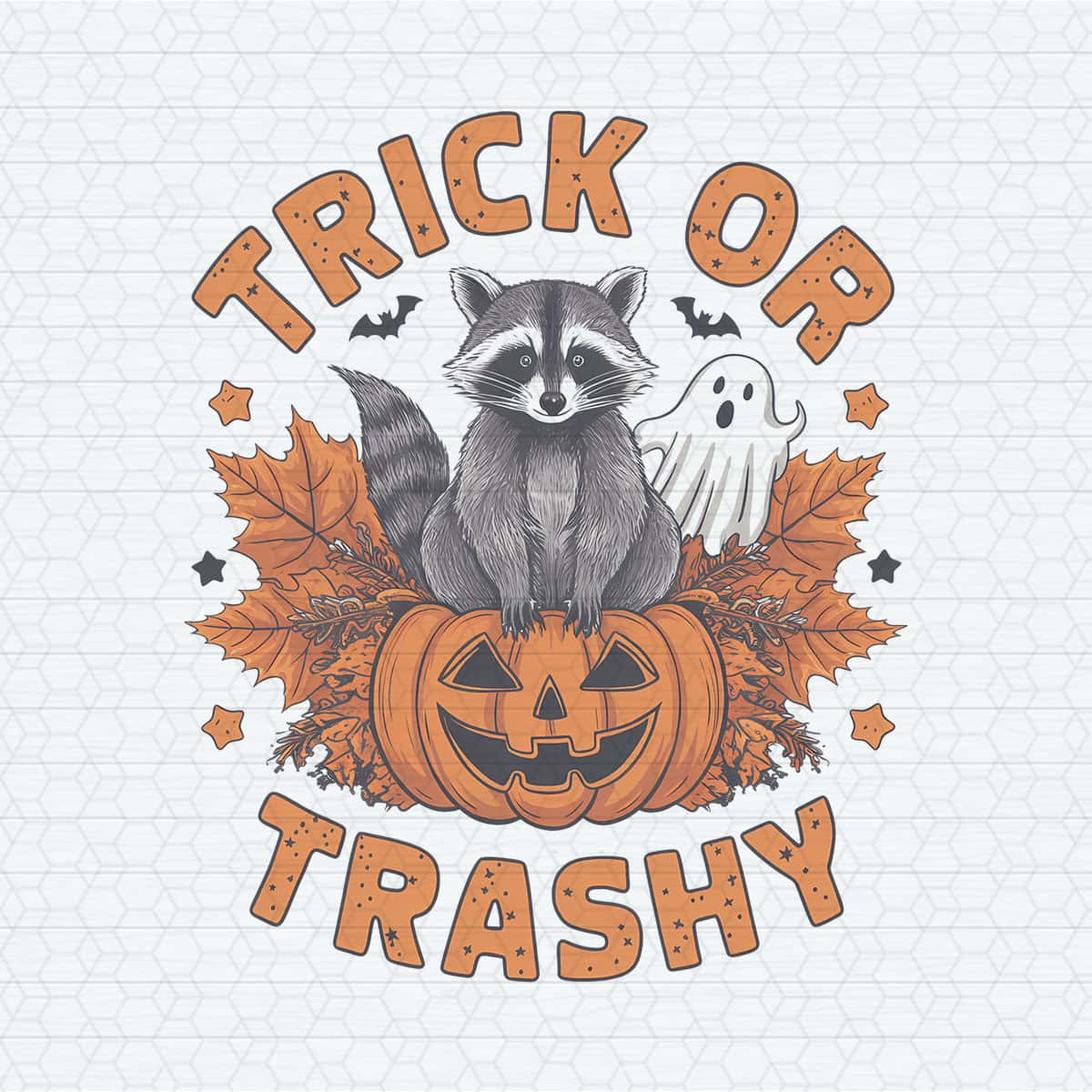 Vintage Trick Or Trashy Raccoon Ghost PNG | Inspire Uplift