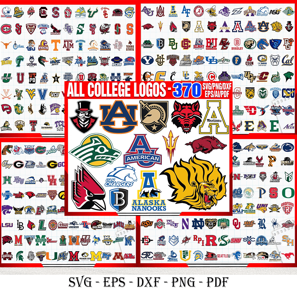 Over 370 All College Logos Bundle SVG PNG DXF EPS | Inspire Uplift