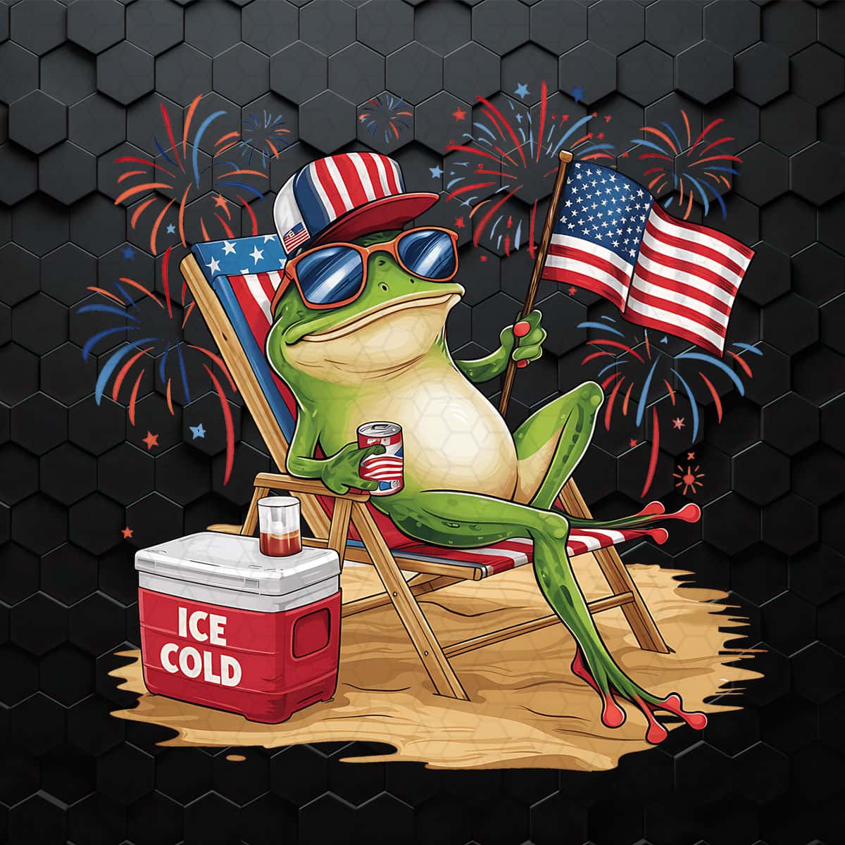 Frog 4th of July USA Fourth of July Funny Frog PNG | Inspire Uplift