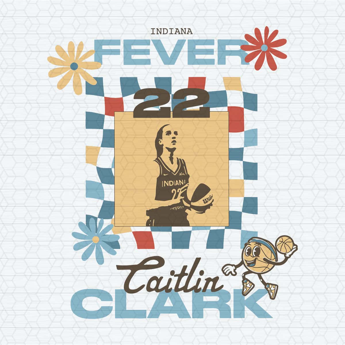 Checkered Indiana Fever Caitlin Clark 22 SVG | Inspire Uplift