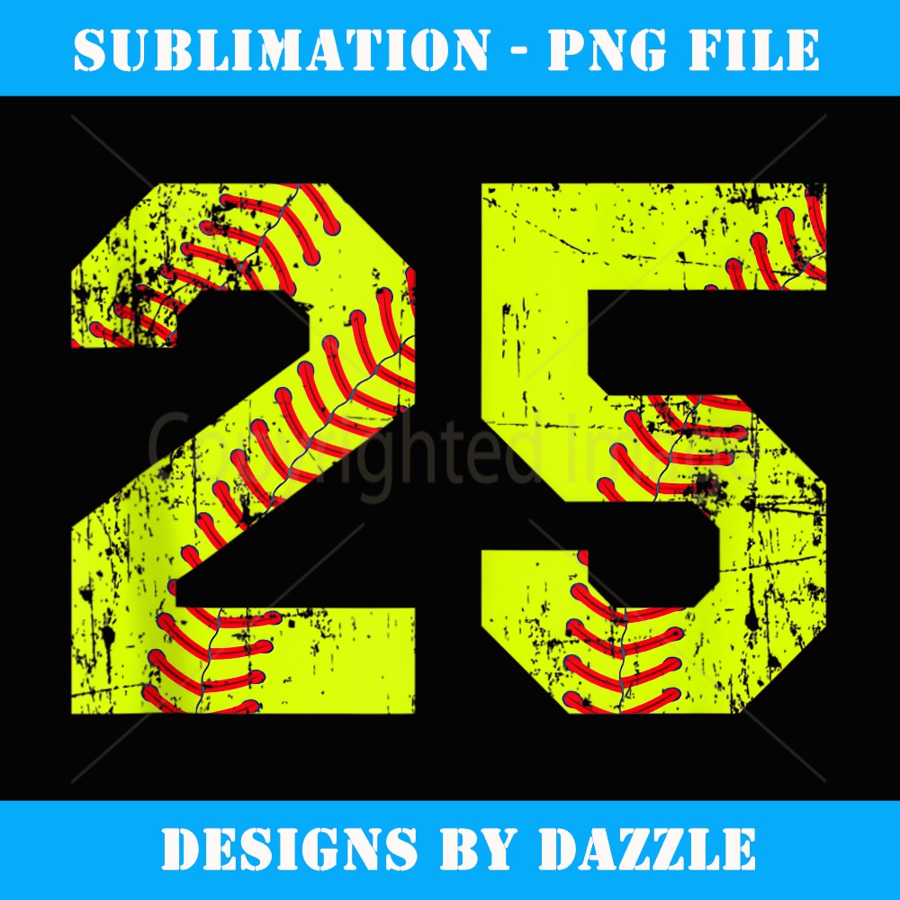 Vintage Softball 25 Jersey Number - Unique Sublimation PNG D | Inspire ...