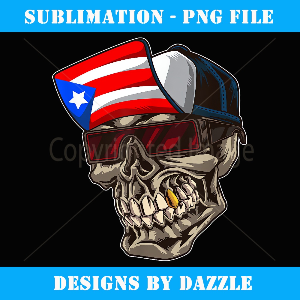 Cool Puerto Rican Skull With Cap And Puerto Rico Flag - Excl | Inspire ...